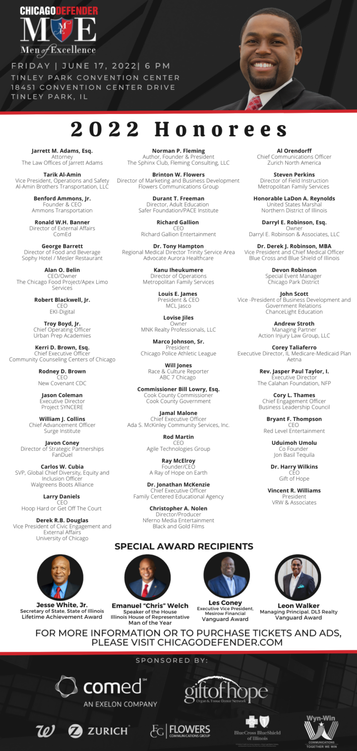 Announcement: Chicago Defender 2022 Men of Excellence Honorees ...
