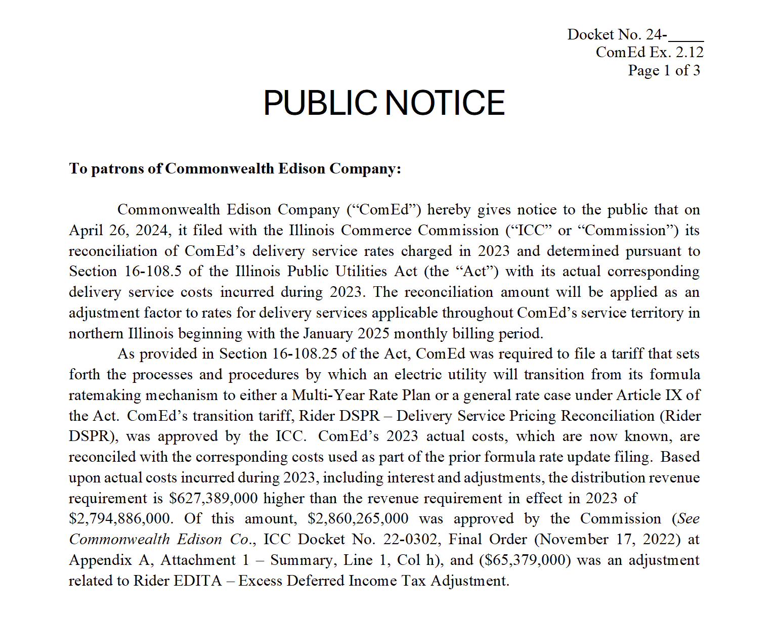 PUBLIC NOTICE: To Patrons of Commonwealth Edison Company | Chicago Defender