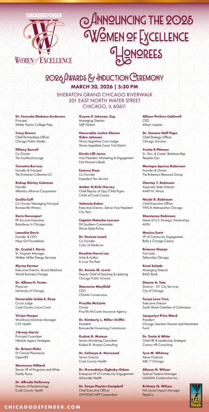 Introducing the 2026 Chicago Defender Women of Excellence Honorees ...
